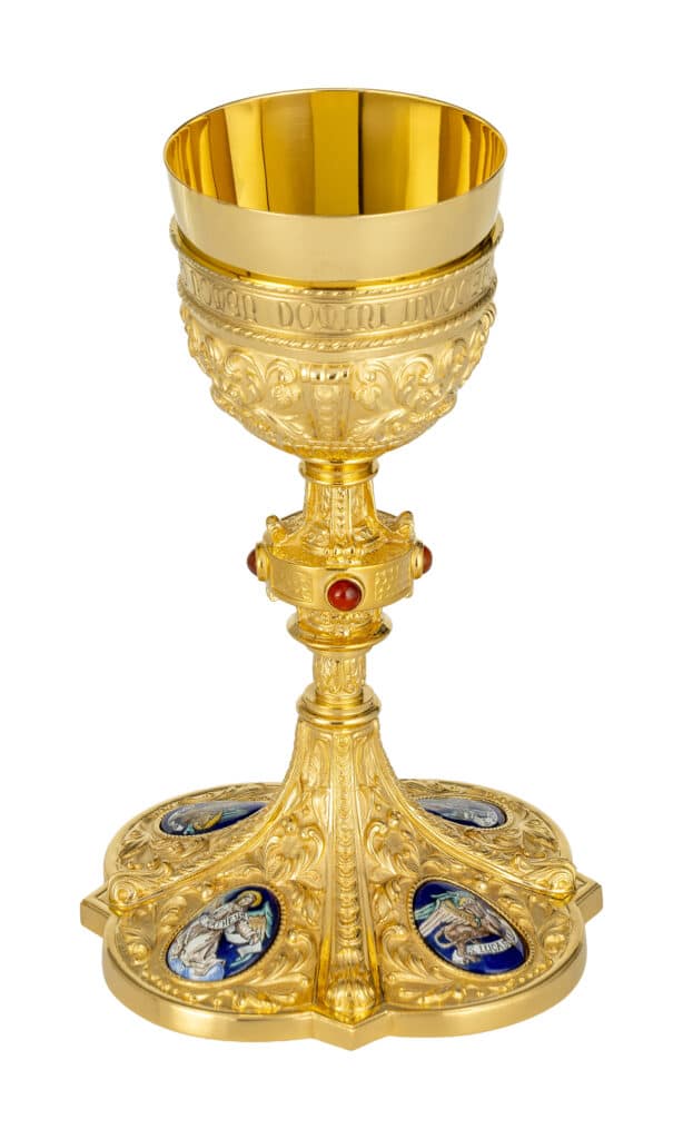 Gilded silver chalice with enamels of the evangelists - Granda